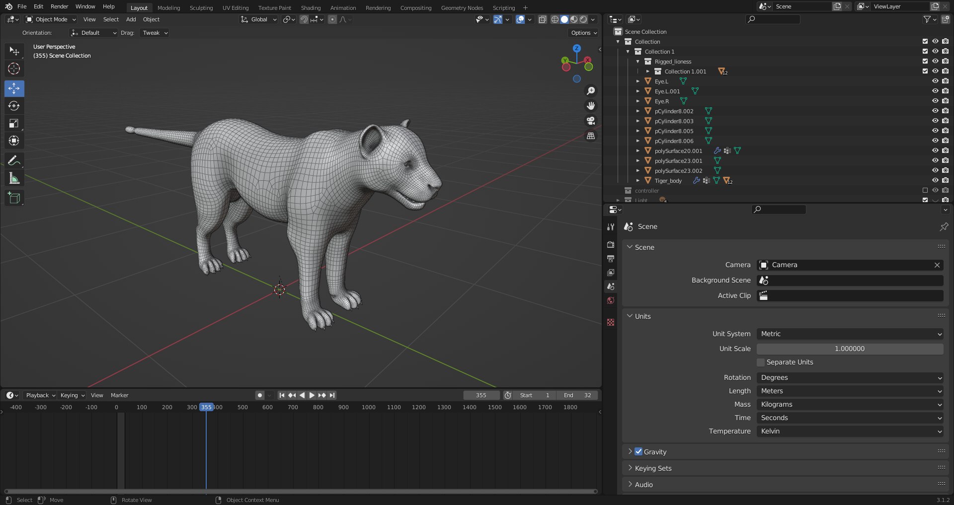 Fur White Tiger Rigged And Animation In Blender Unity 3D - TurboSquid ...