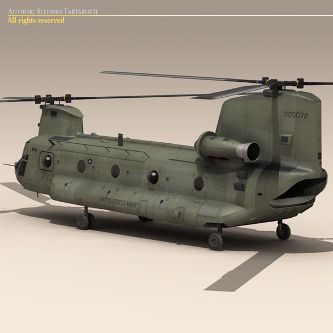 3d Ch-47 Chinook Helicopter Army Model