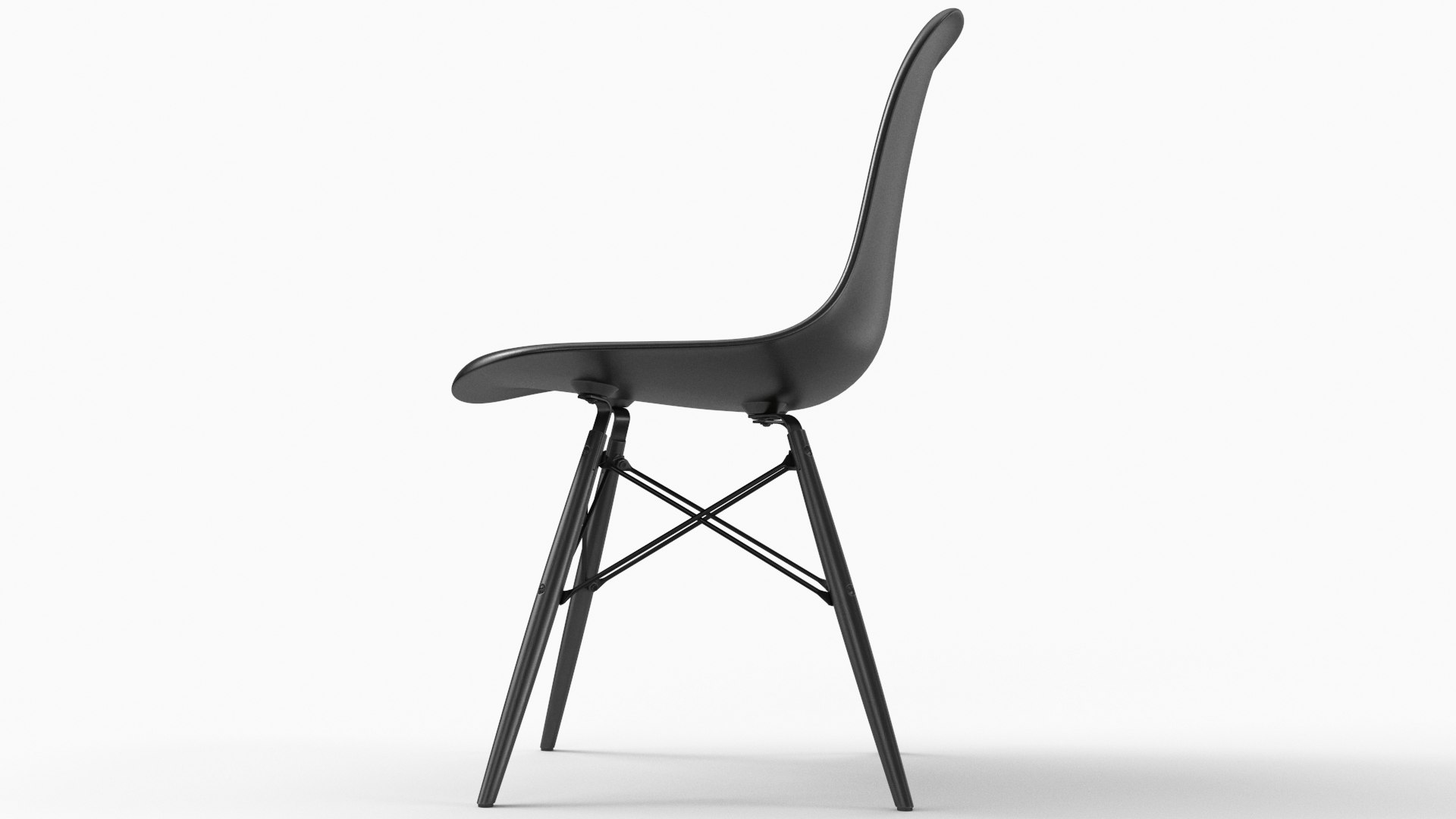 3D Eames Plastic Side Chair DSW Full Black - TurboSquid 1984614