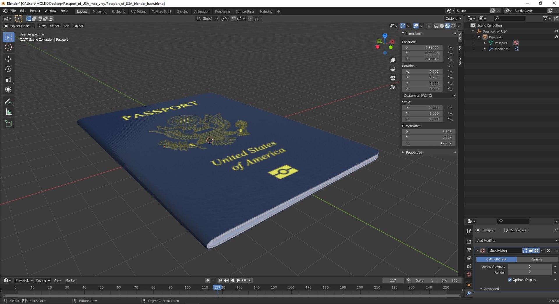 3D Model Passport Of USA - TurboSquid 2218385