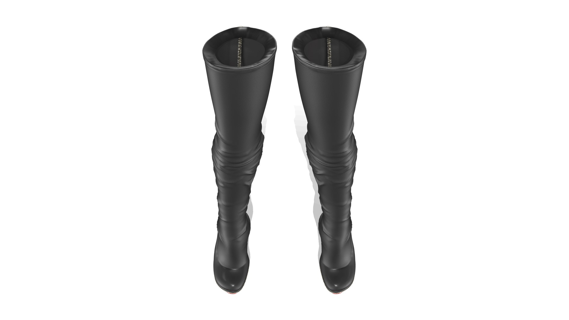 Black Leather Long Knee High Heel Boots Model - TurboSquid 1931740