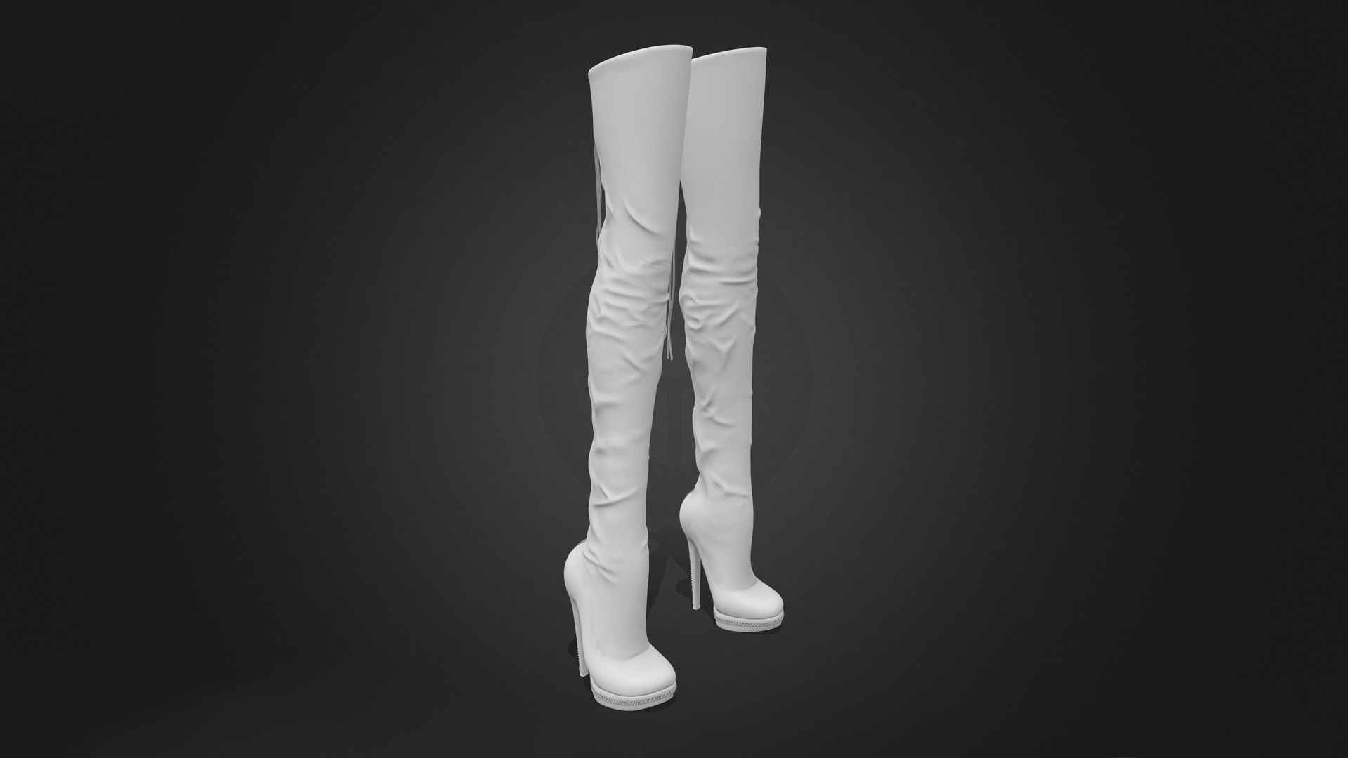 Black Leather Long Knee High Heel Boots Model - TurboSquid 1931740