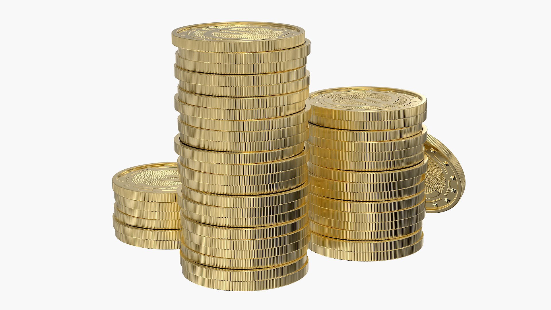 Euro Gold Coin Stack 5 3D - TurboSquid 2275519