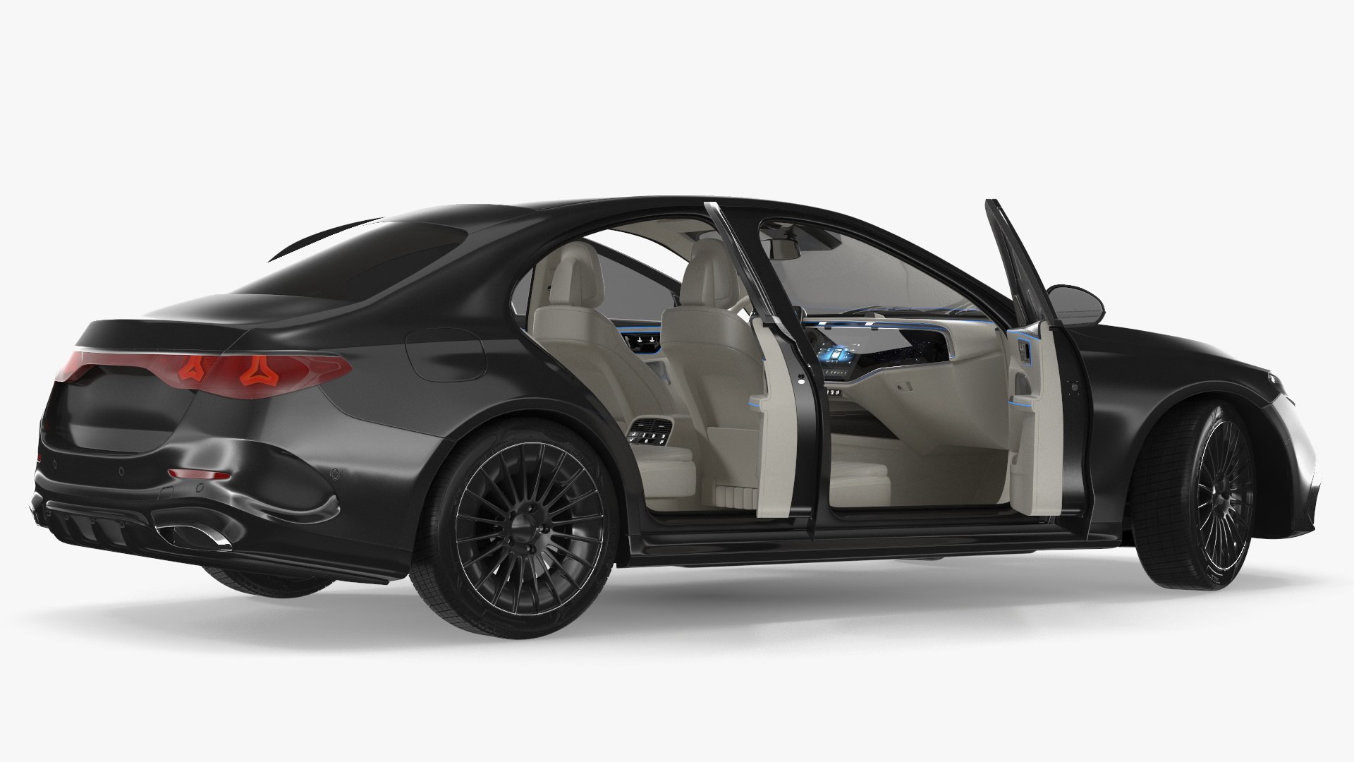 3D Aerodynamic Sedan With Panoramic Roof Black Rigged Model ...