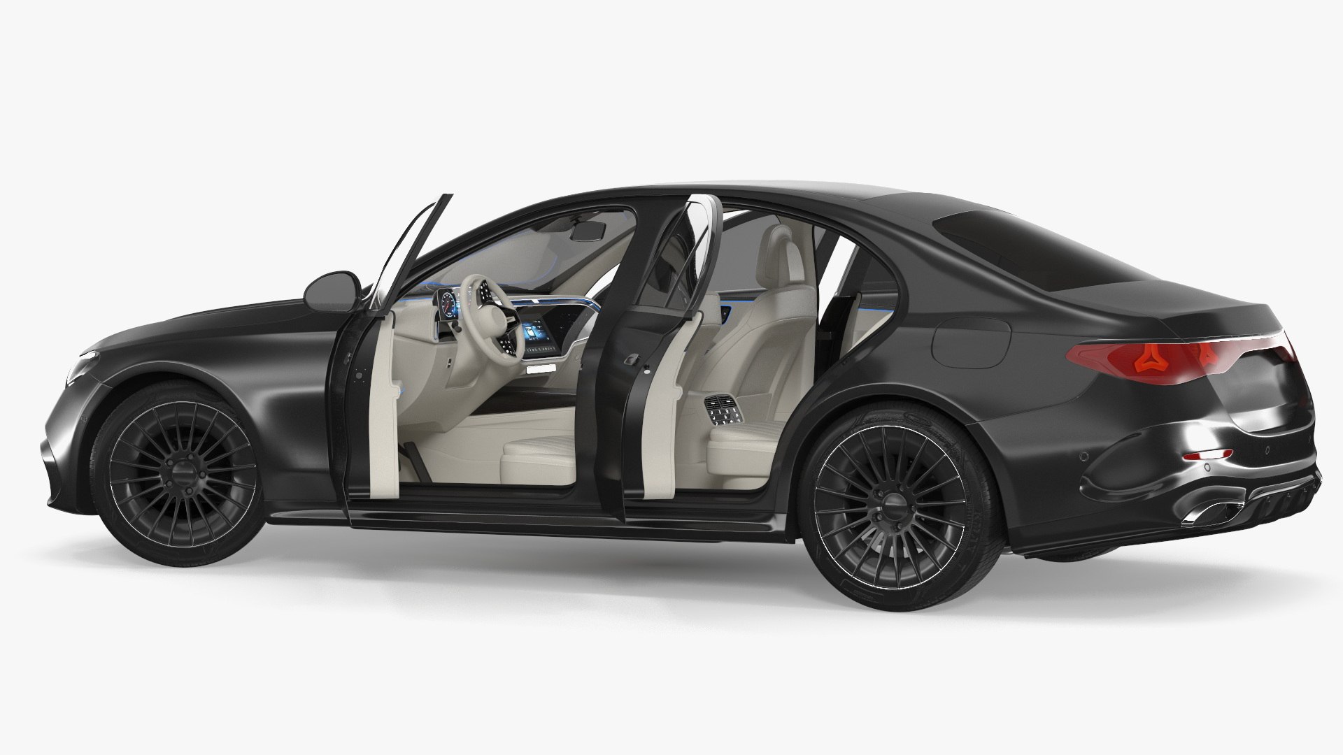 3D Aerodynamic Sedan With Panoramic Roof Black Rigged Model ...