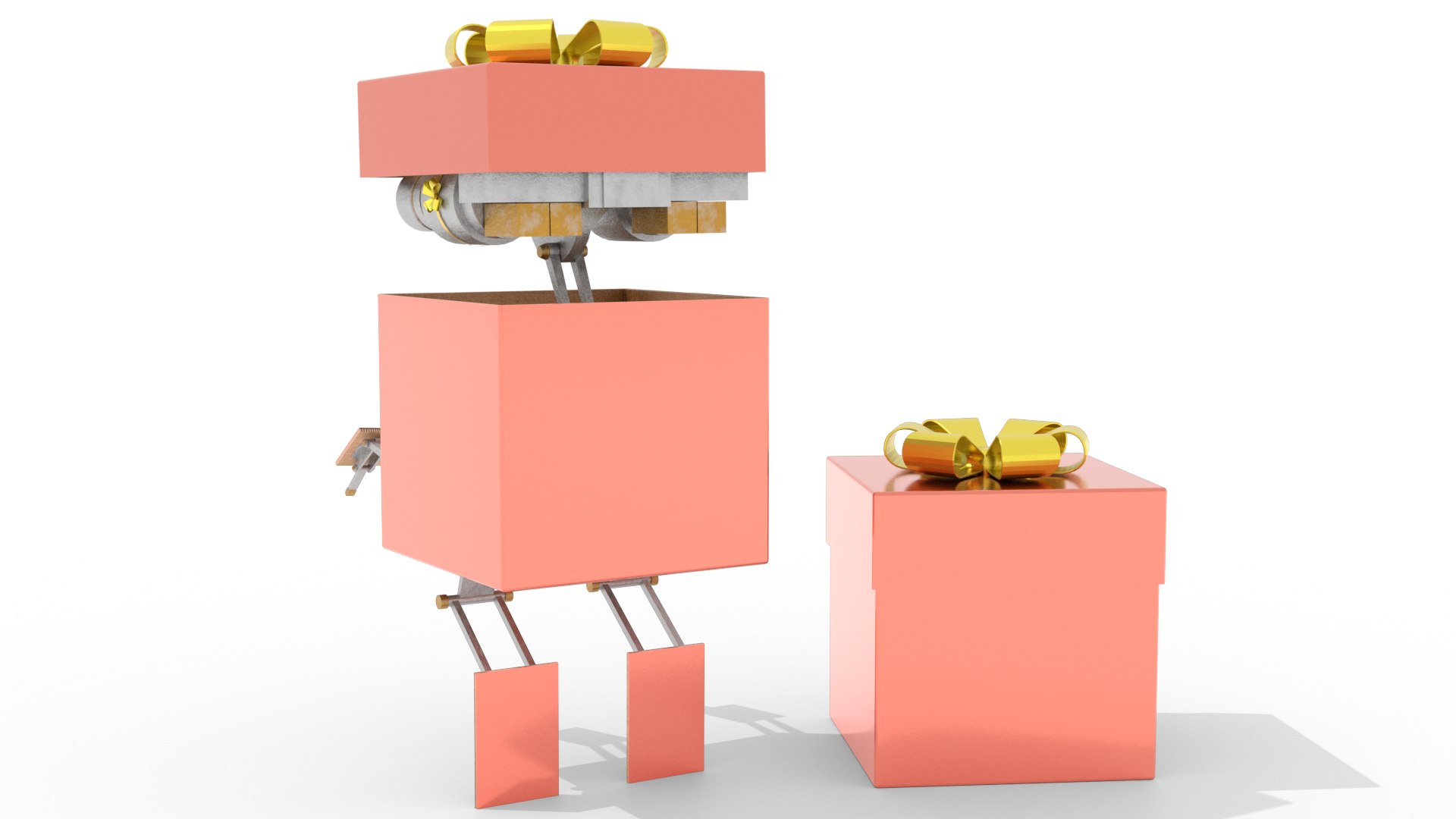 3D Model Gift Present Robot Rigged Low-poly - TurboSquid 2004149