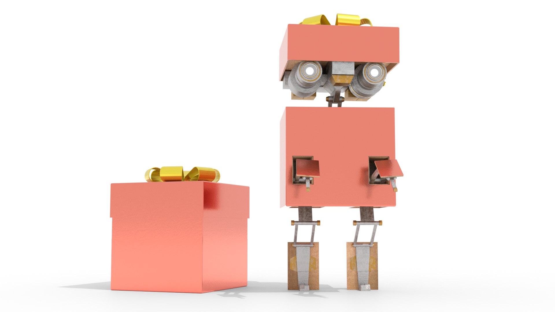 3D Model Gift Present Robot Rigged Low-poly - TurboSquid 2004149