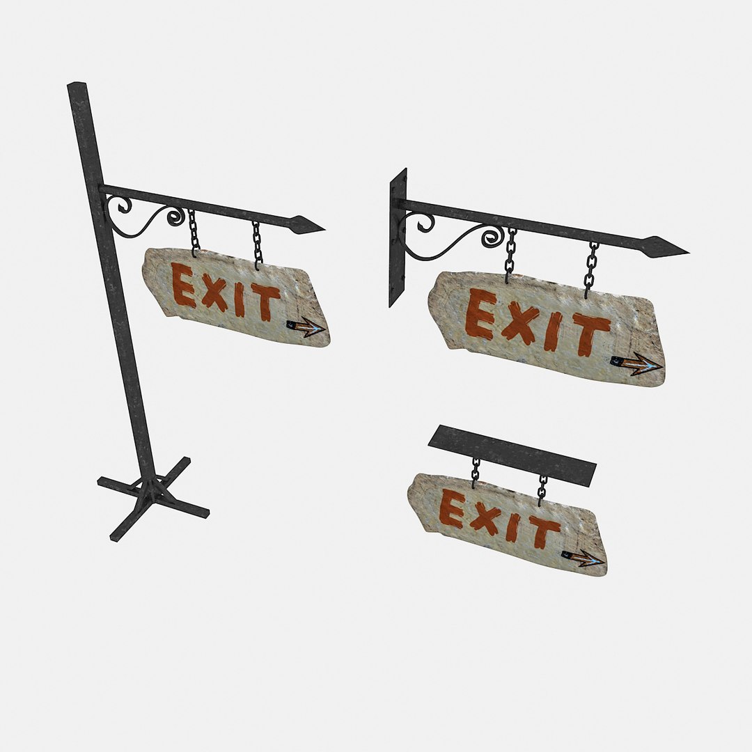 3D Old Stone Exit Sign - TurboSquid 1650206