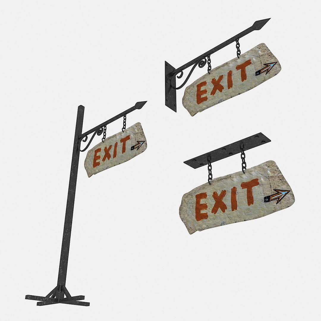 3D Old Stone Exit Sign - TurboSquid 1650206