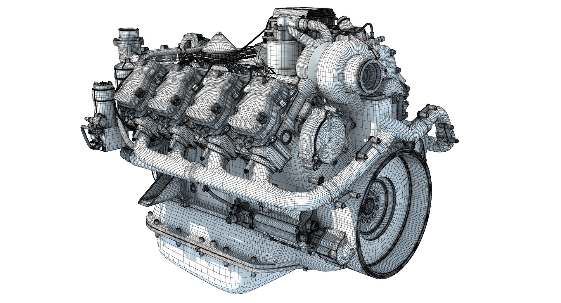 3d V8 Diesel Power Generation Model