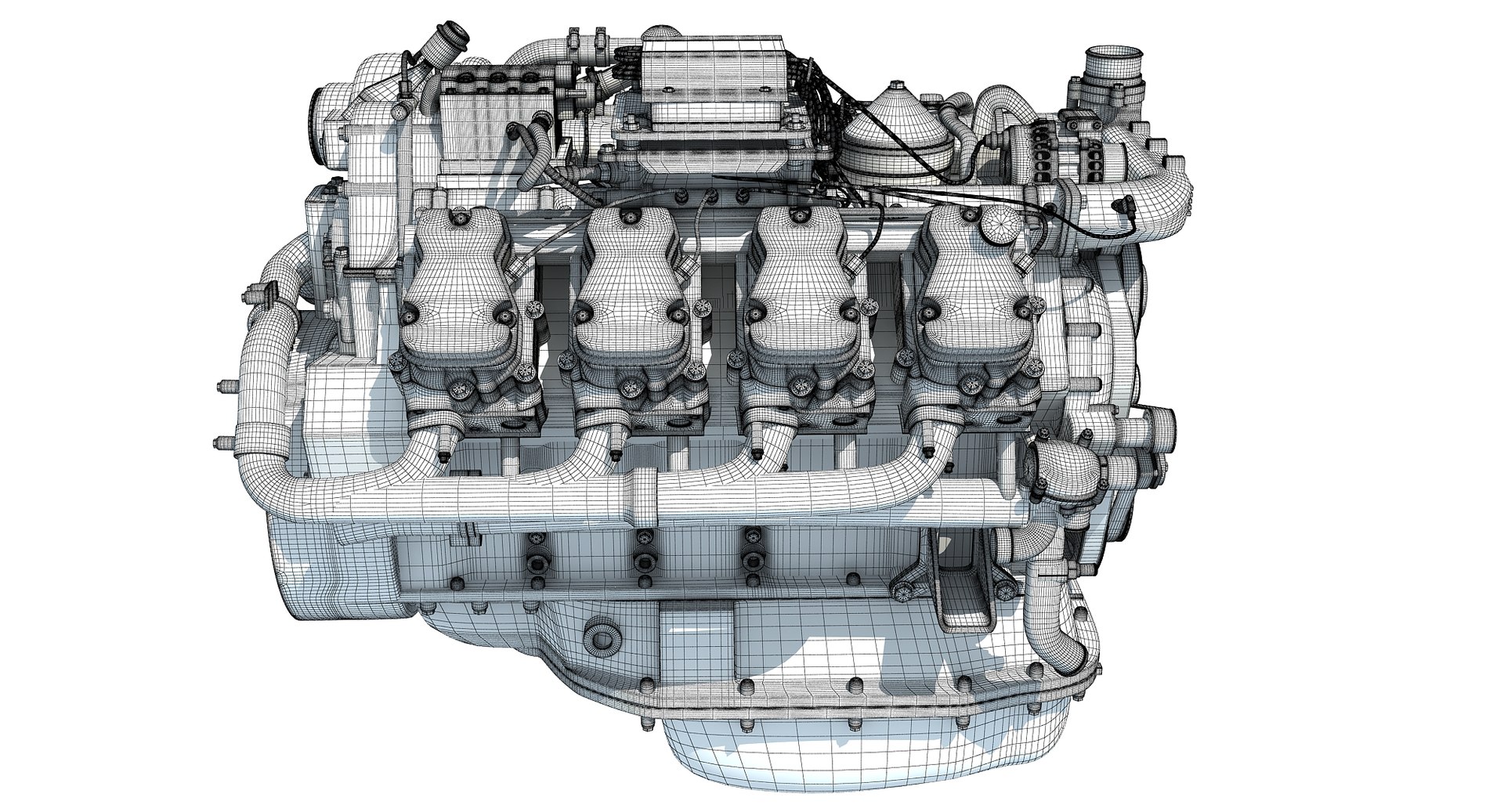 3d V8 Diesel Power Generation Model