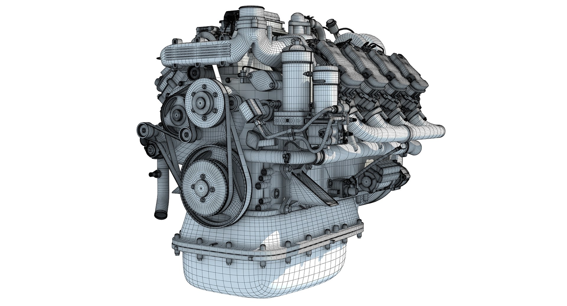 3d V8 Diesel Power Generation Model