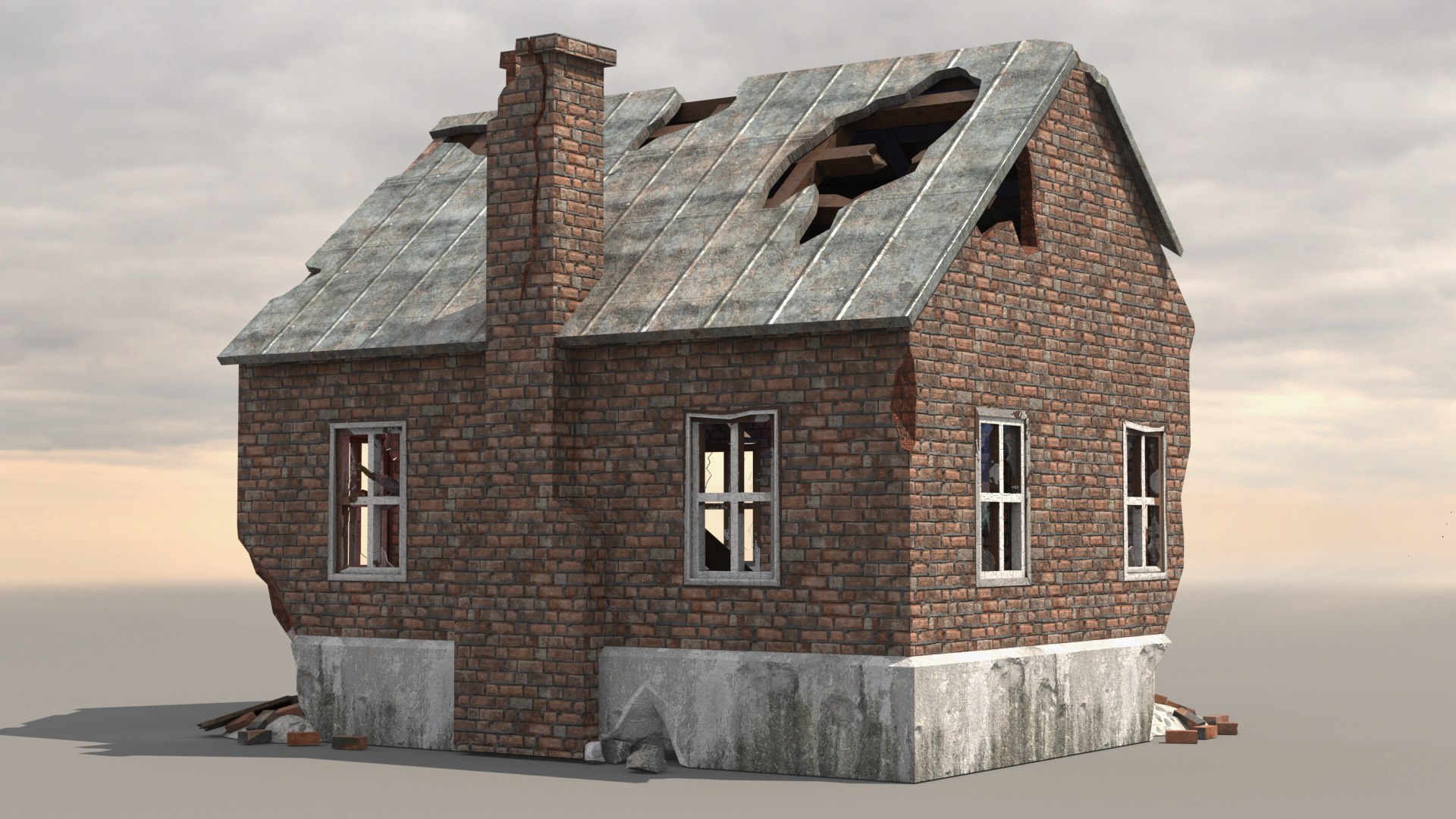 3D Destroyed Zombie Country House Model - TurboSquid 2300536