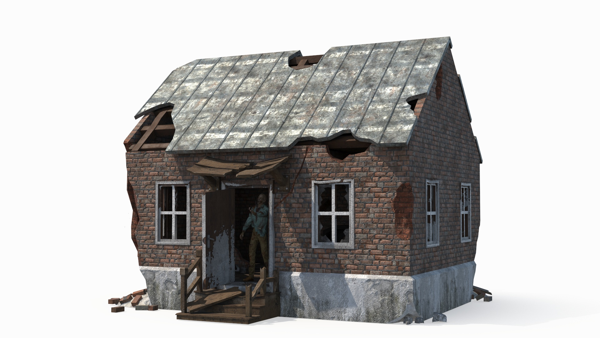 3D Destroyed Zombie Country House Model - TurboSquid 2300536