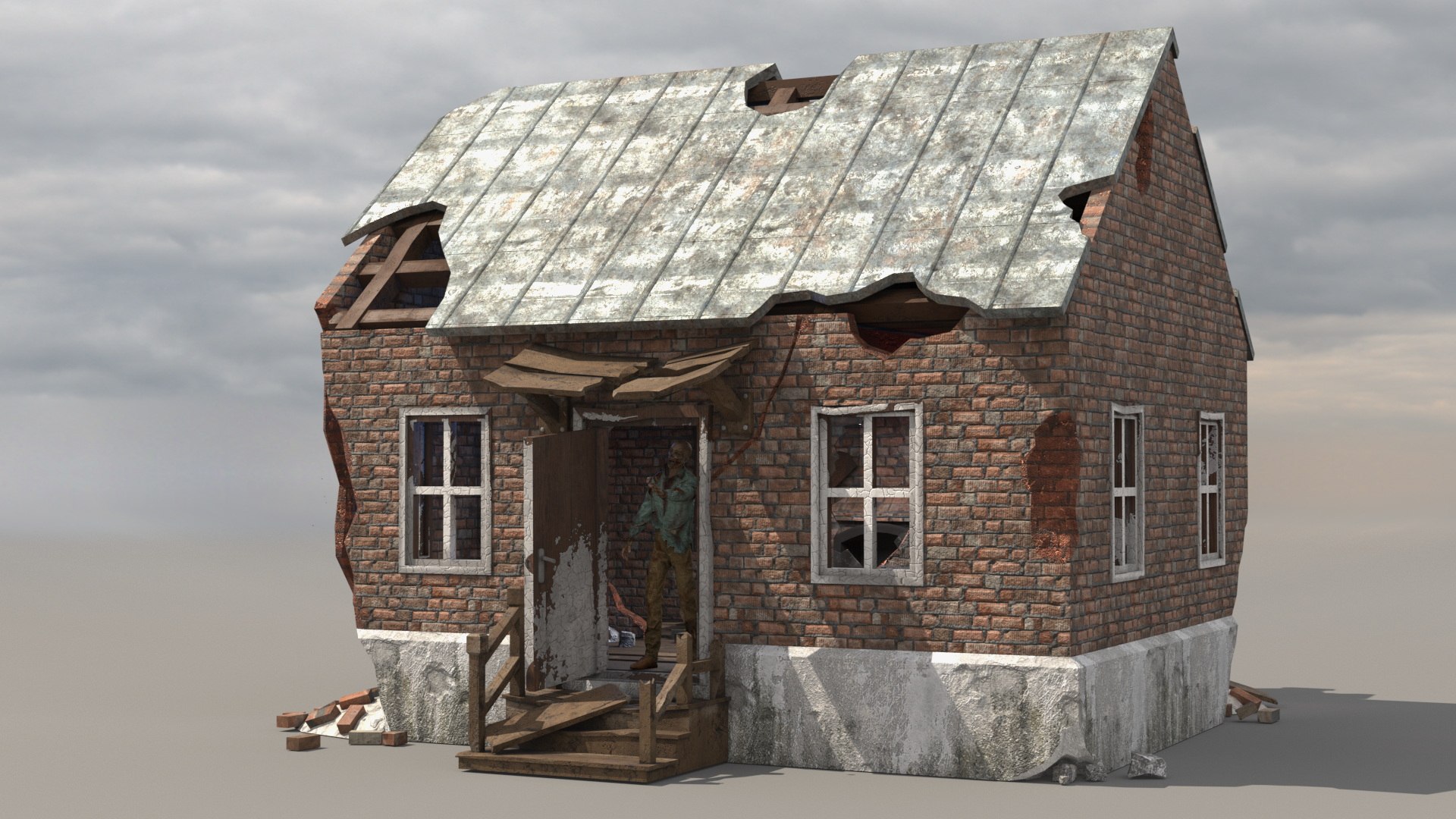 3D Destroyed Zombie Country House Model - TurboSquid 2300536
