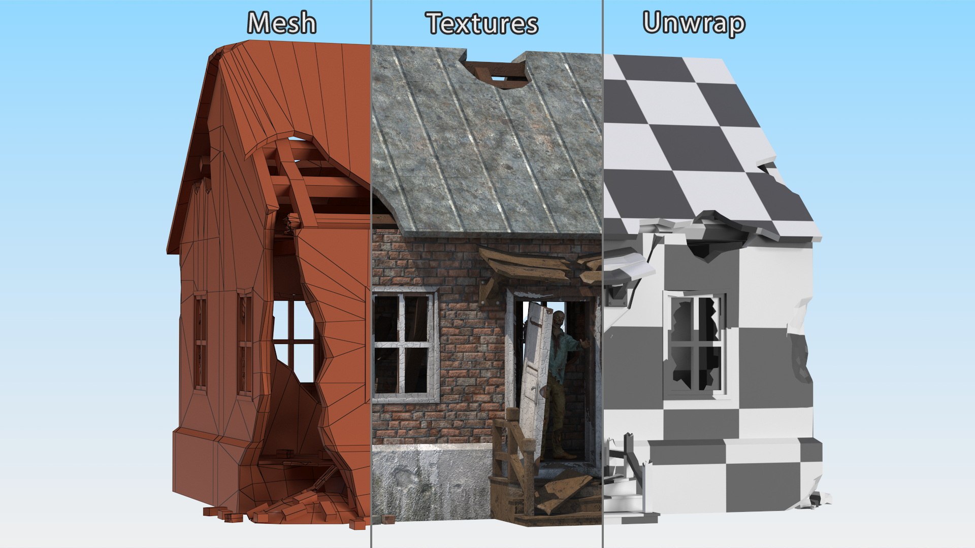 3D Destroyed Zombie Country House Model - TurboSquid 2300536