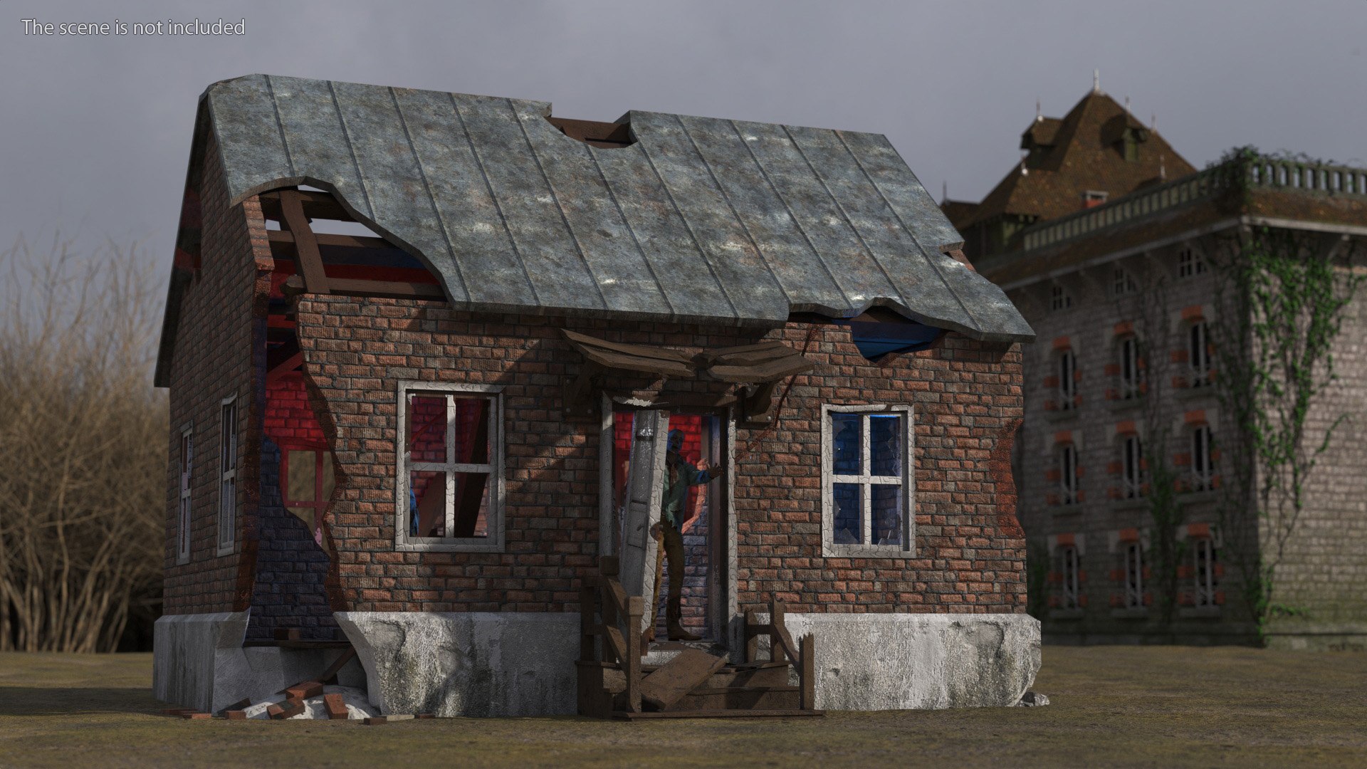 3D Destroyed Zombie Country House Model - TurboSquid 2300536