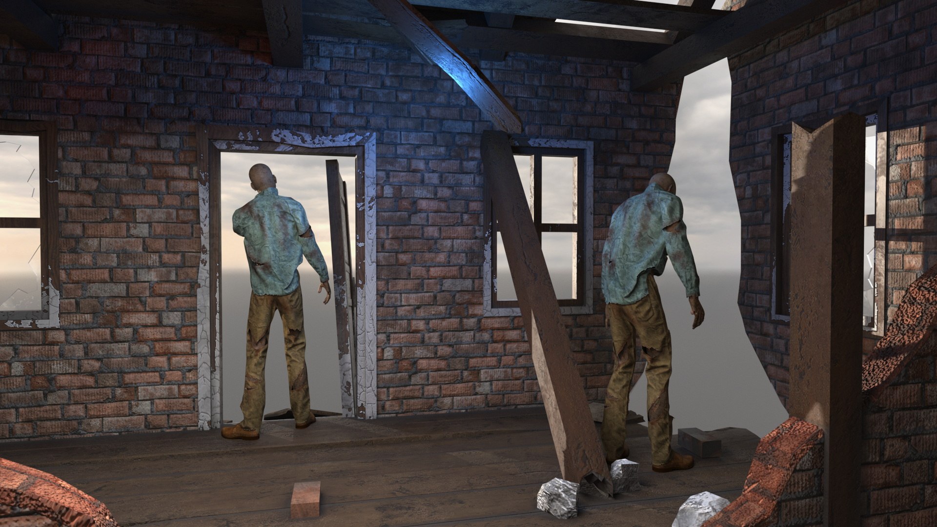 3D Destroyed Zombie Country House Model - TurboSquid 2300536