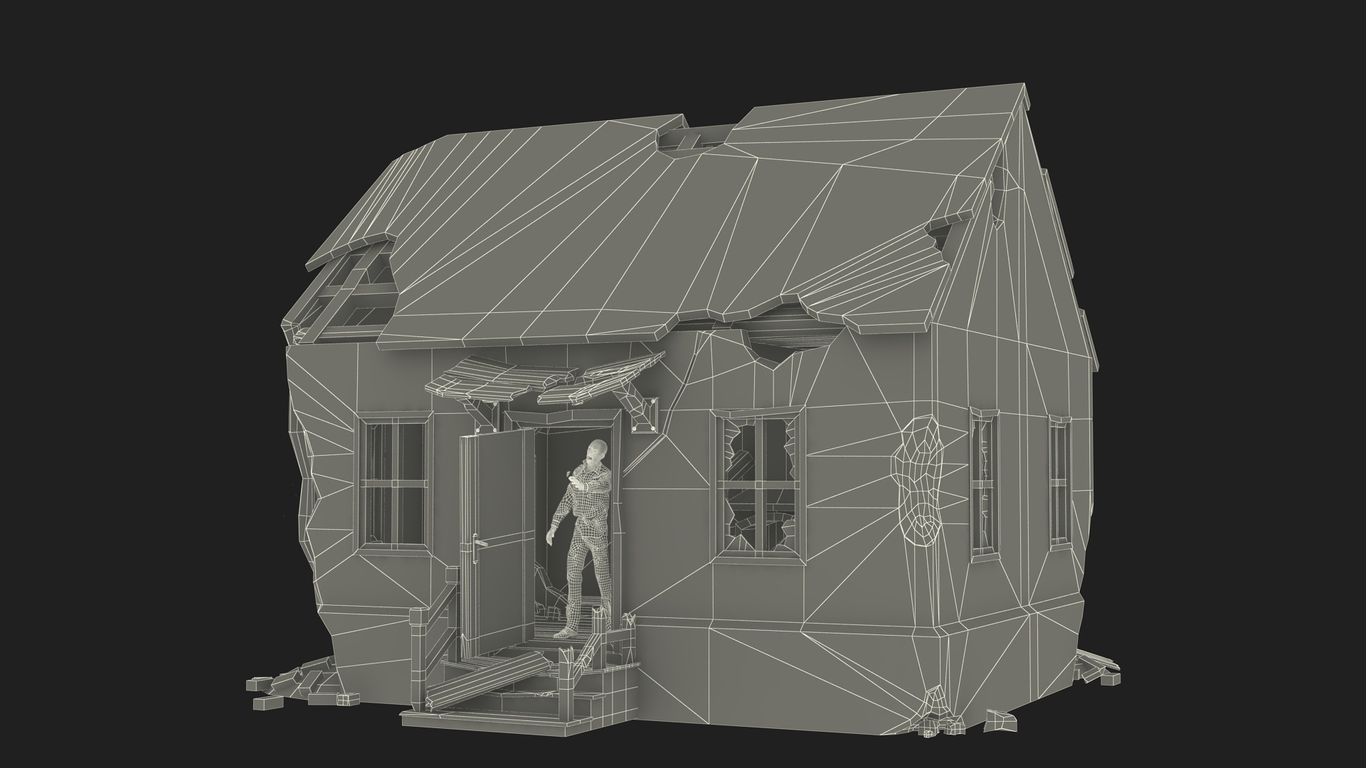 3D Destroyed Zombie Country House Model - TurboSquid 2300536