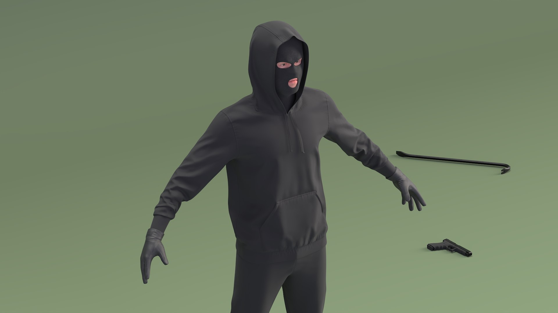 Robber Wearing Mask And Hood Rigged 3D Model - TurboSquid 2337712