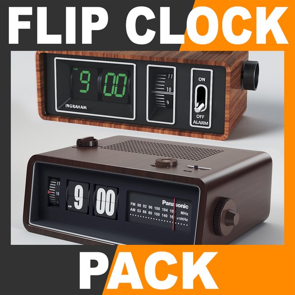 3d model flip clock radio cklock