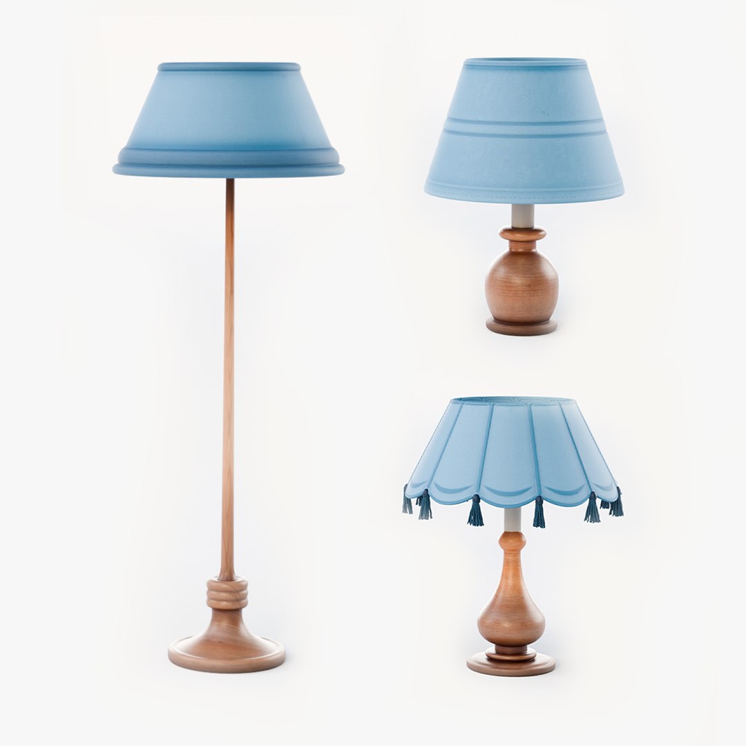 3D Model Stylized Cartoony Lamp Set - TurboSquid 2346189