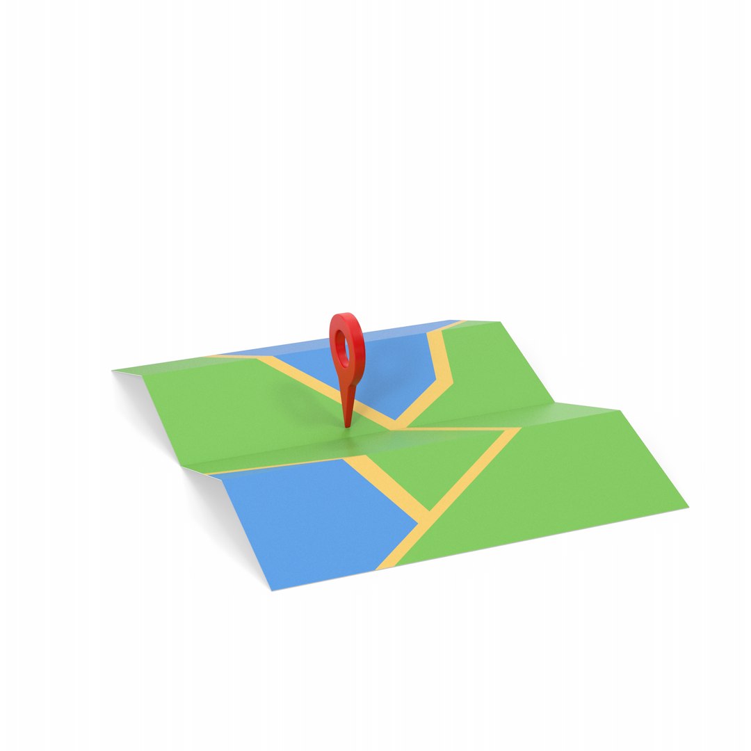 Map Paper And Pin 3D Model - TurboSquid 2193313