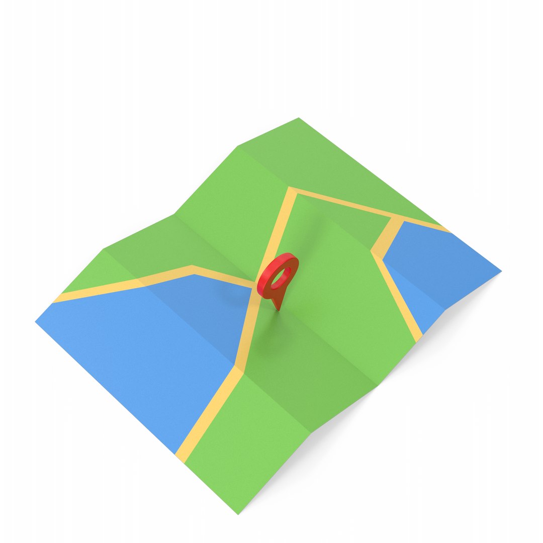 Map Paper And Pin 3D Model - TurboSquid 2193313