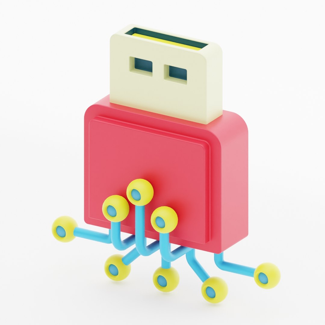3D Pendrive 3d icon represented by storage memory with usb head ...