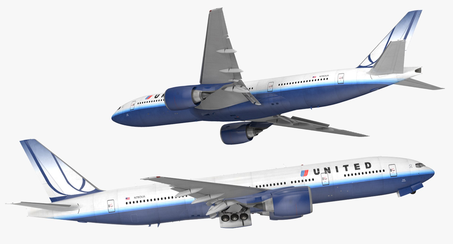 Boeing United Airlines Rigged 3d Model