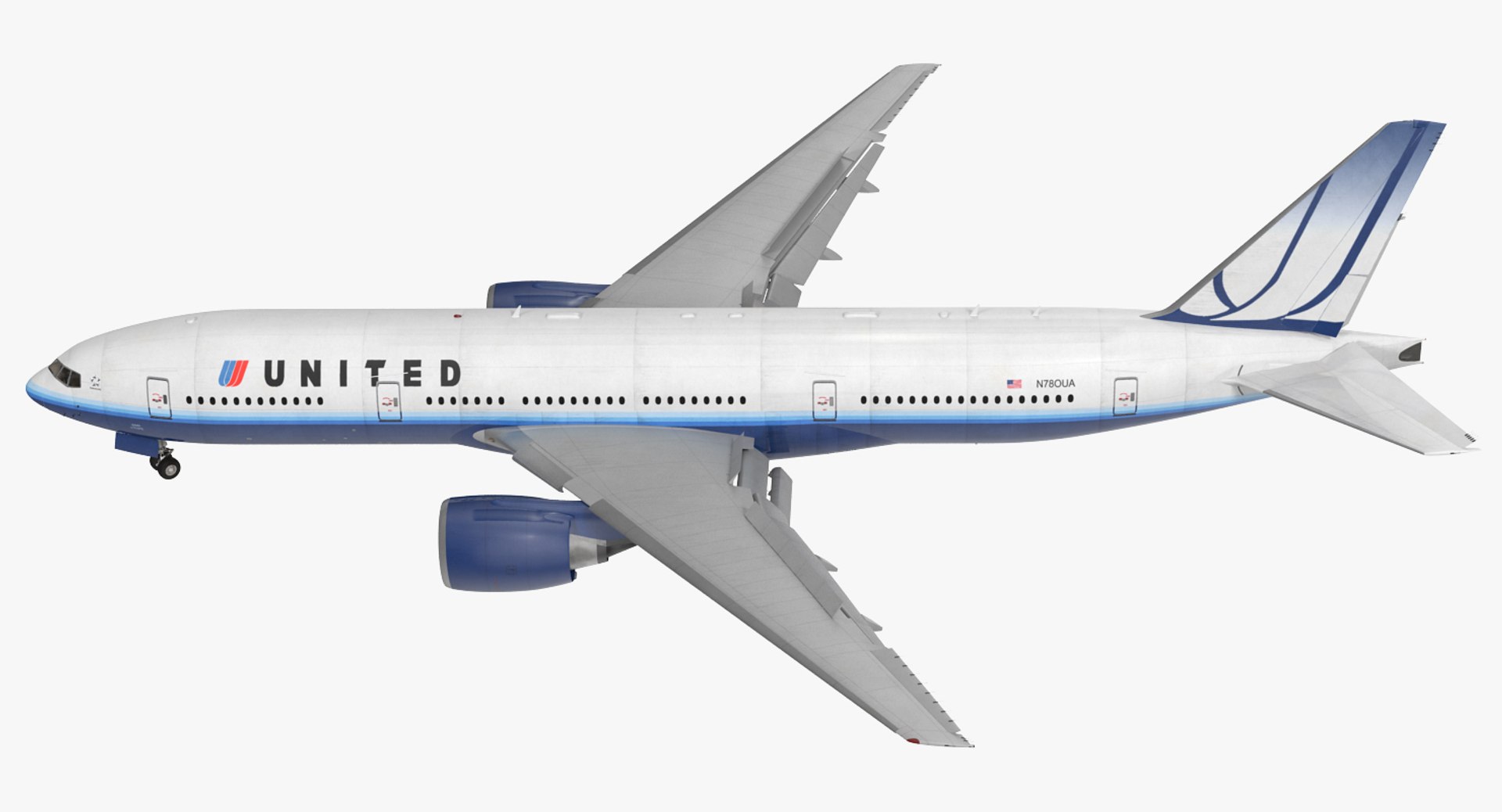 Boeing United Airlines Rigged 3d Model