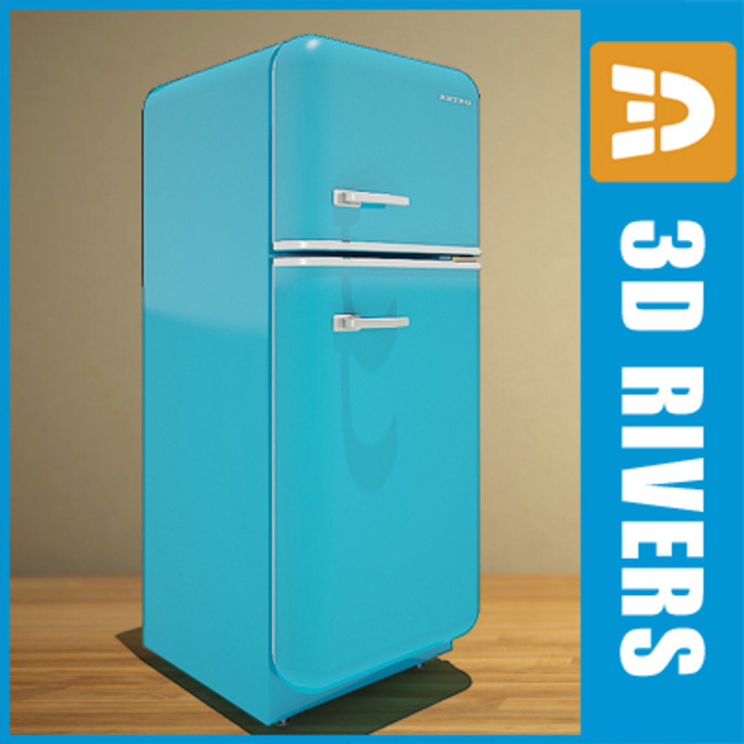Retro Fridge 3d Model