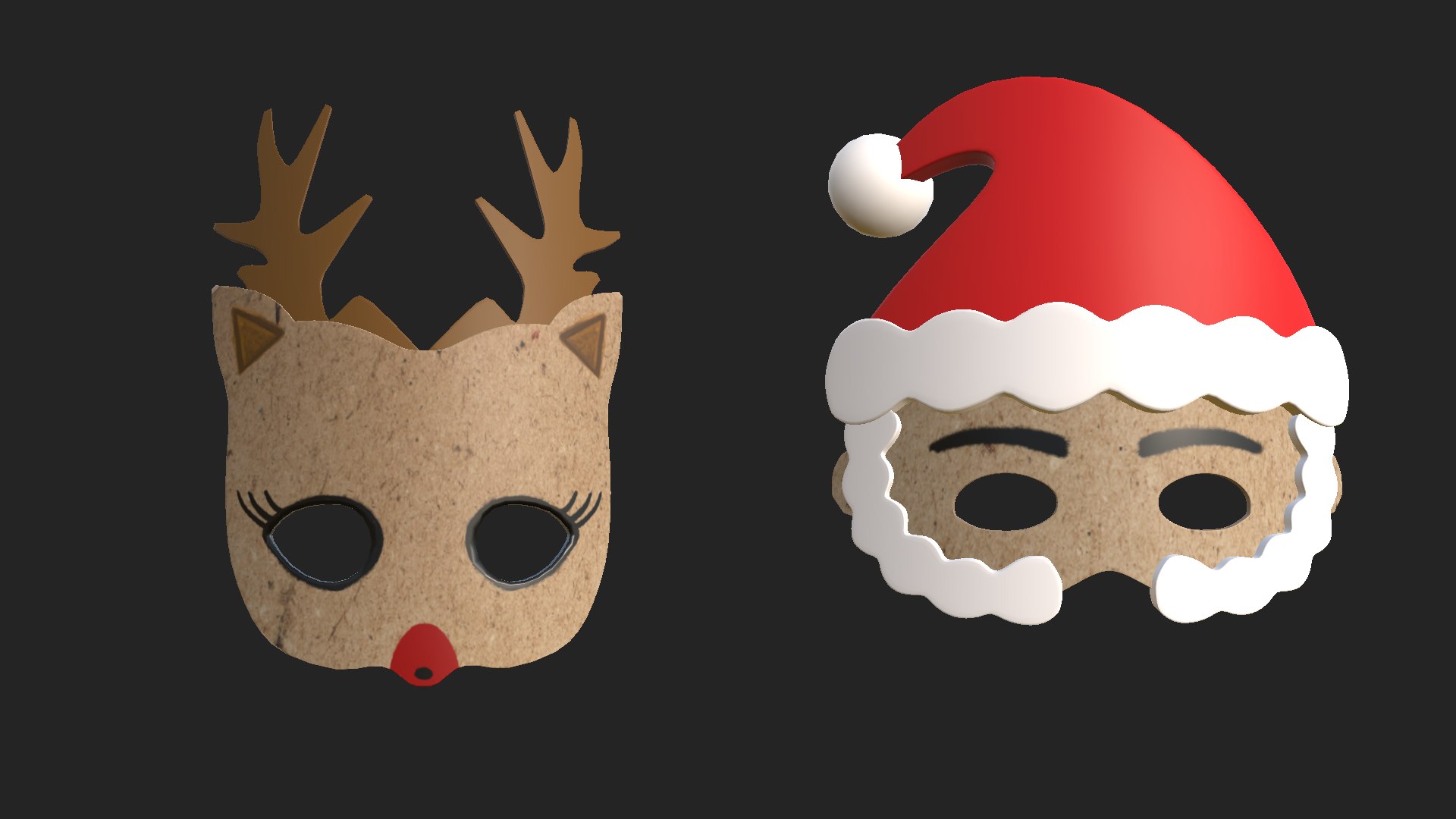 Children Party Cartoon Christmas Face Masks Model - TurboSquid 1835729