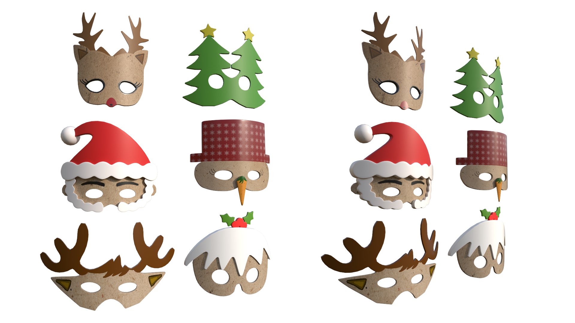 Children Party Cartoon Christmas Face Masks Model - TurboSquid 1835729
