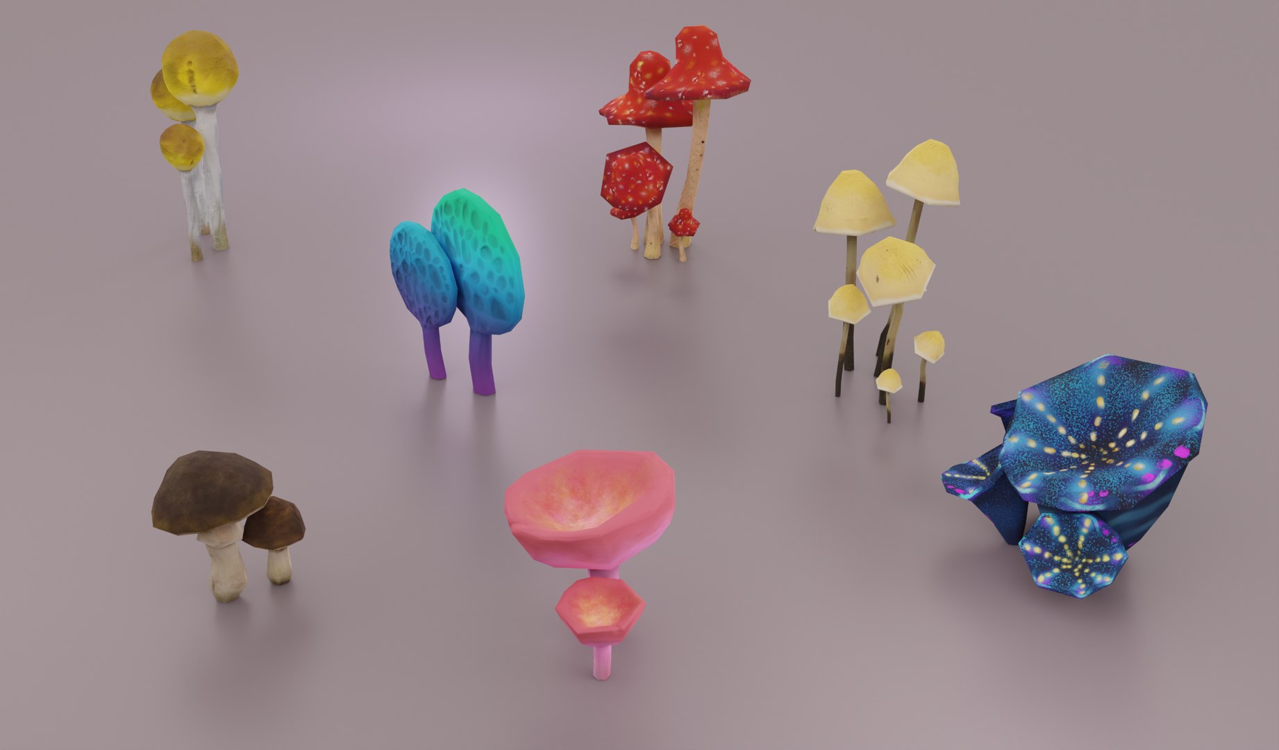 Set mushroom model - TurboSquid 1936337