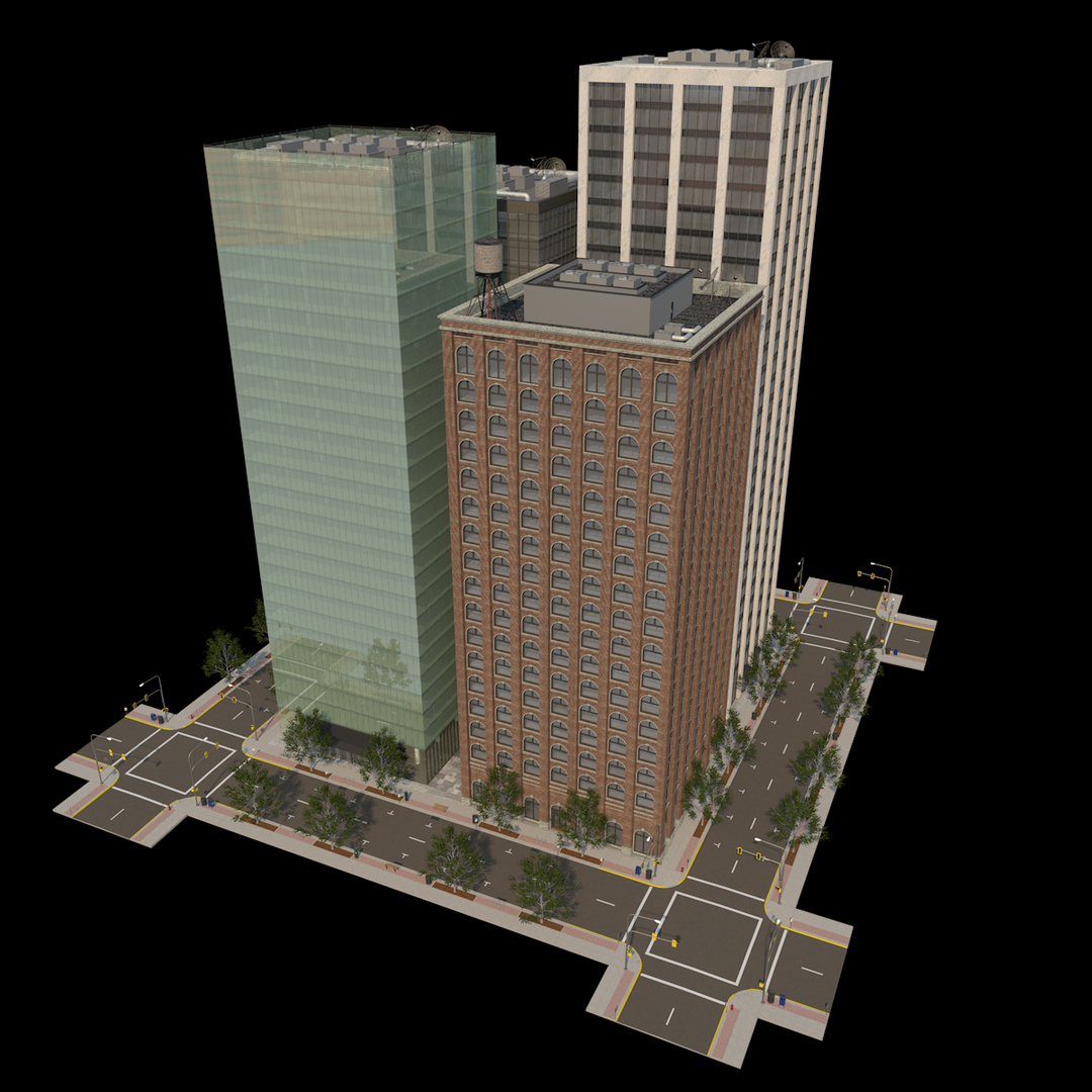 3d city block
