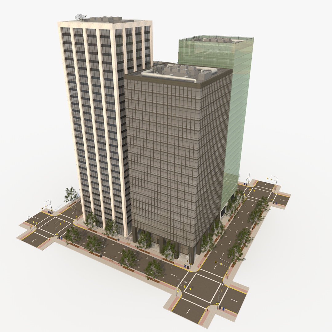 3d city block