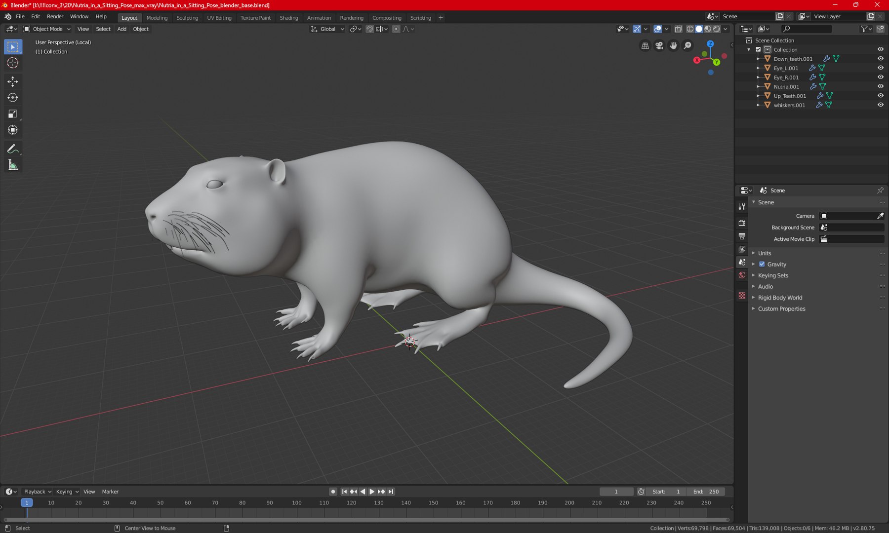 Nutria In A Sitting Pose 3D Model - TurboSquid 2181321