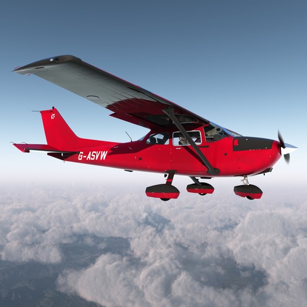 cessna 172 red rigged 3d max