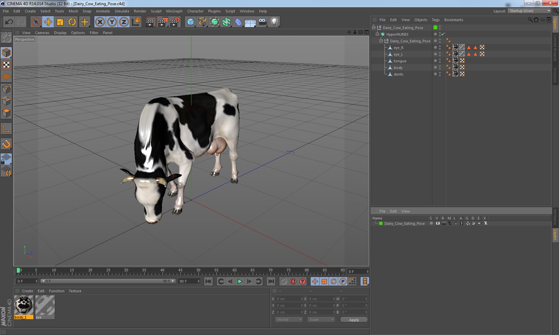 Dairy Cow Eating Pose 3D - TurboSquid 1249214