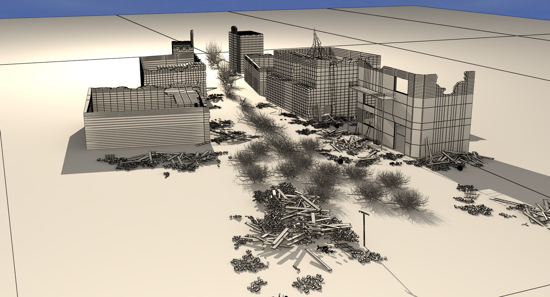 Destroyed City Scene 3D Model - TurboSquid 1158609