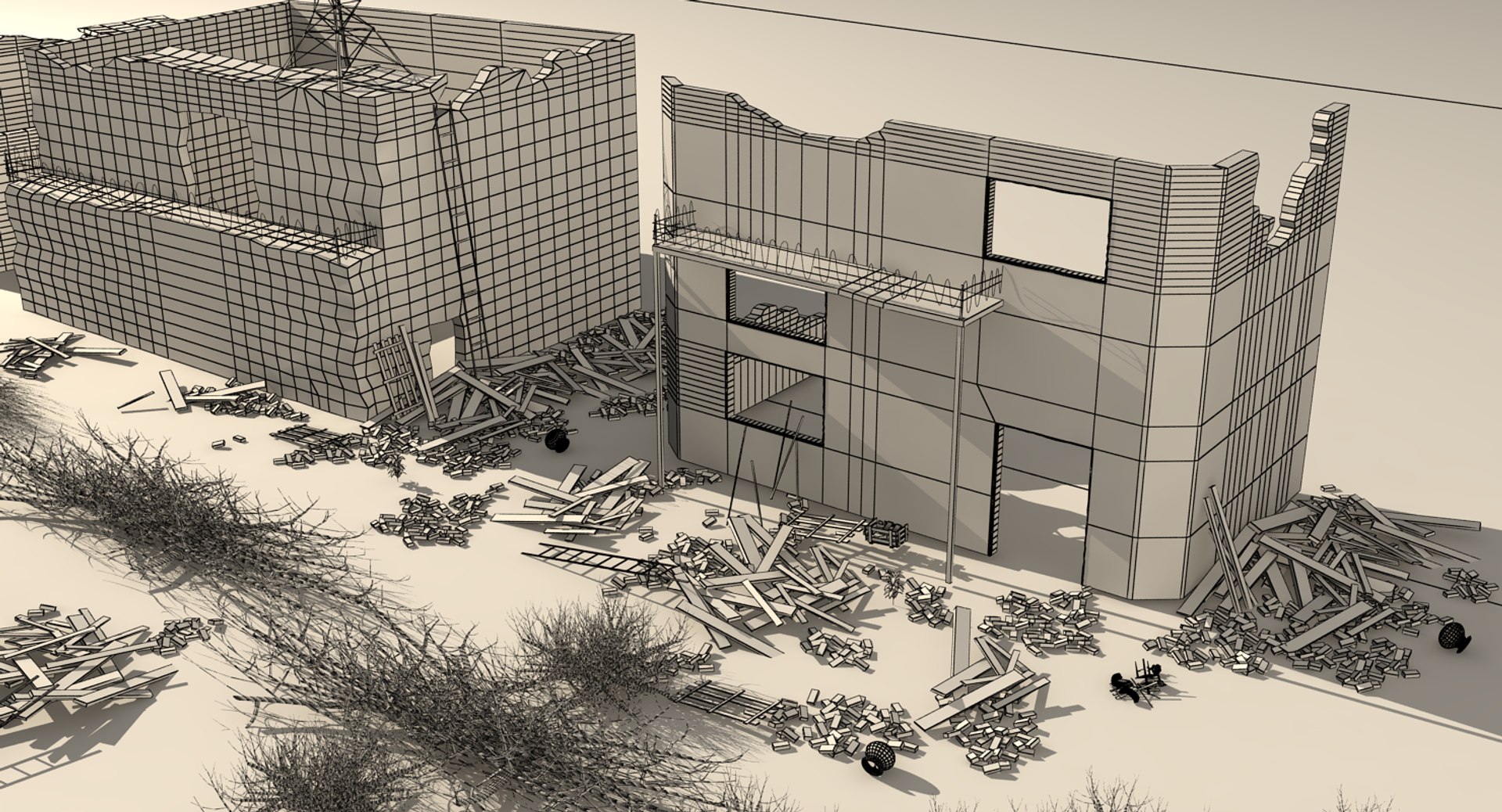 Destroyed City Scene 3D Model - TurboSquid 1158609