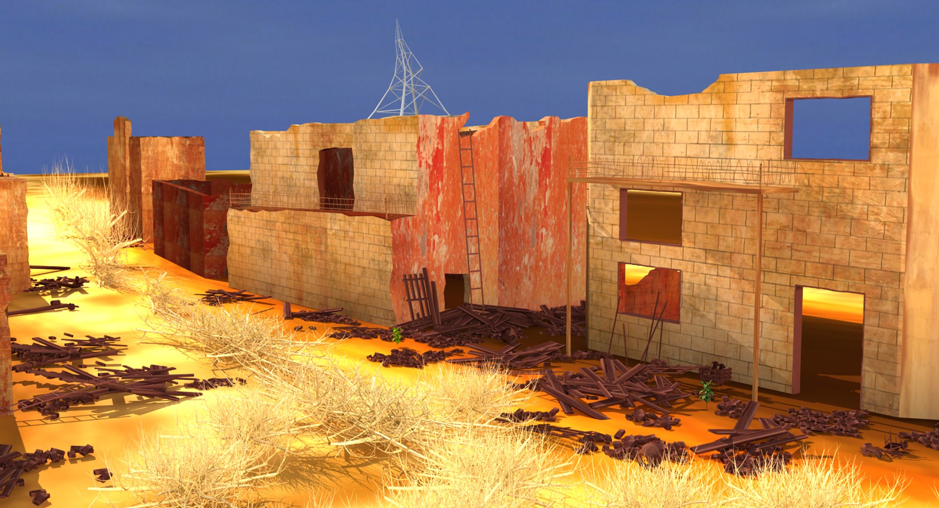 Destroyed City Scene 3D Model - TurboSquid 1158609