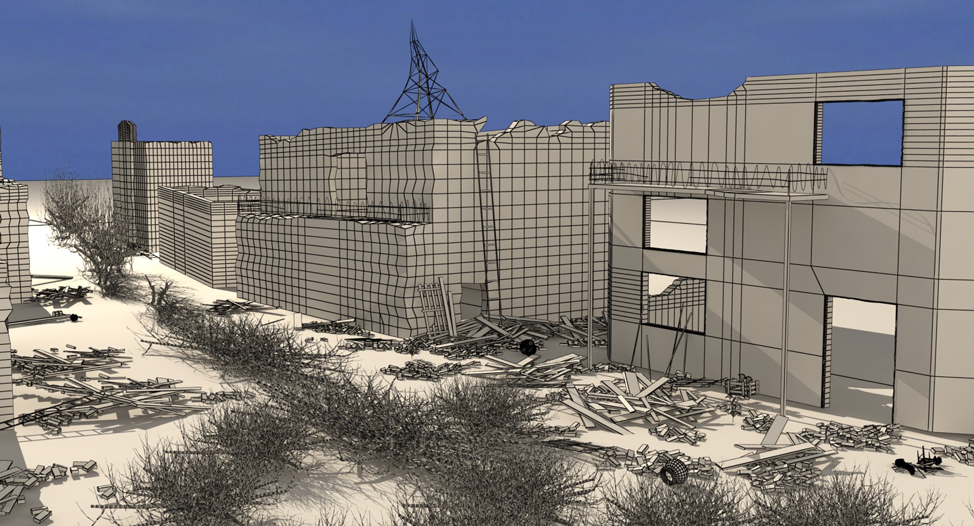Destroyed City Scene 3D Model - TurboSquid 1158609