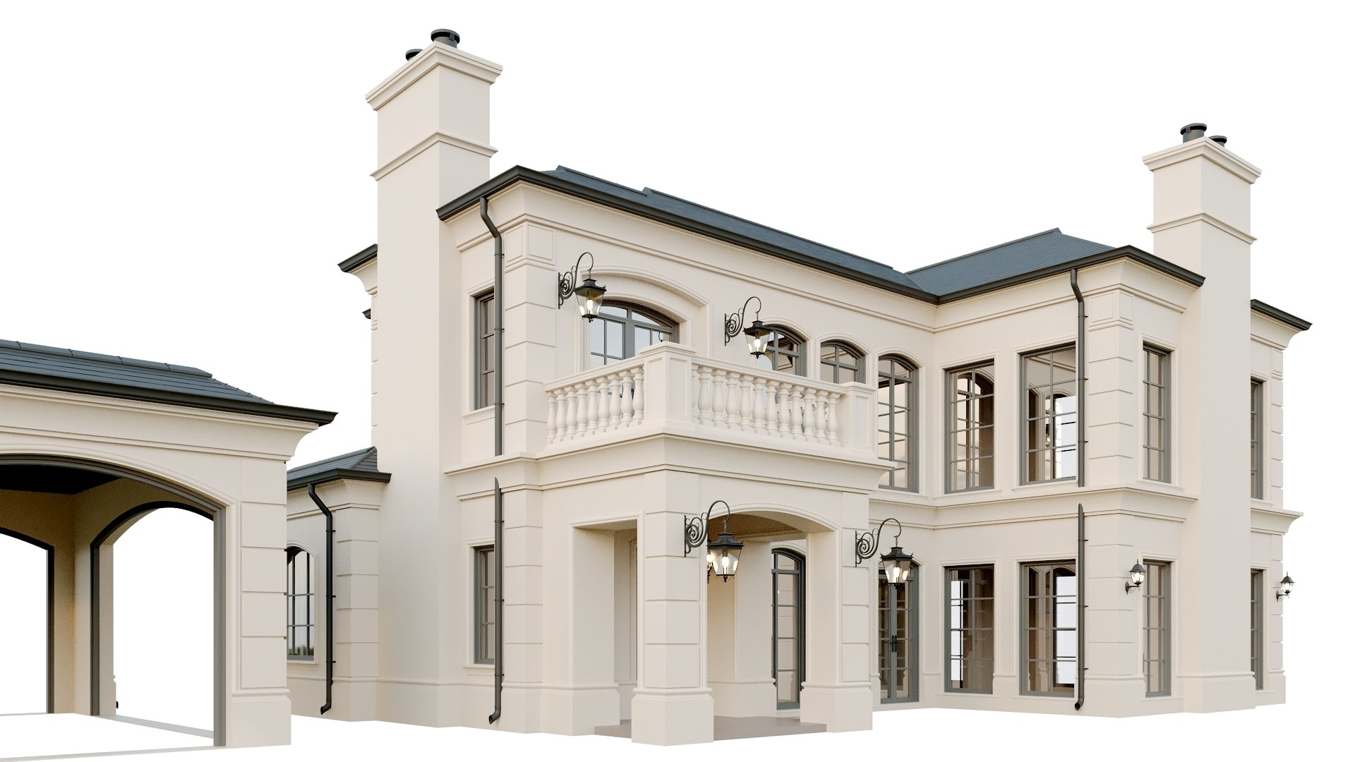 Chateau Style House 3D Model - TurboSquid 1783541