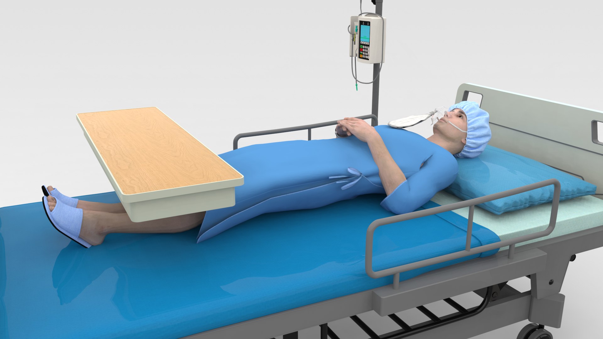 Patient In Bed - Blue Gown 3D Model - TurboSquid 1812639