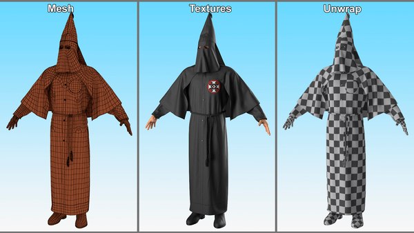 modelo 3d Personaje del Ku Klux Klan con traje negro y máscara ...
