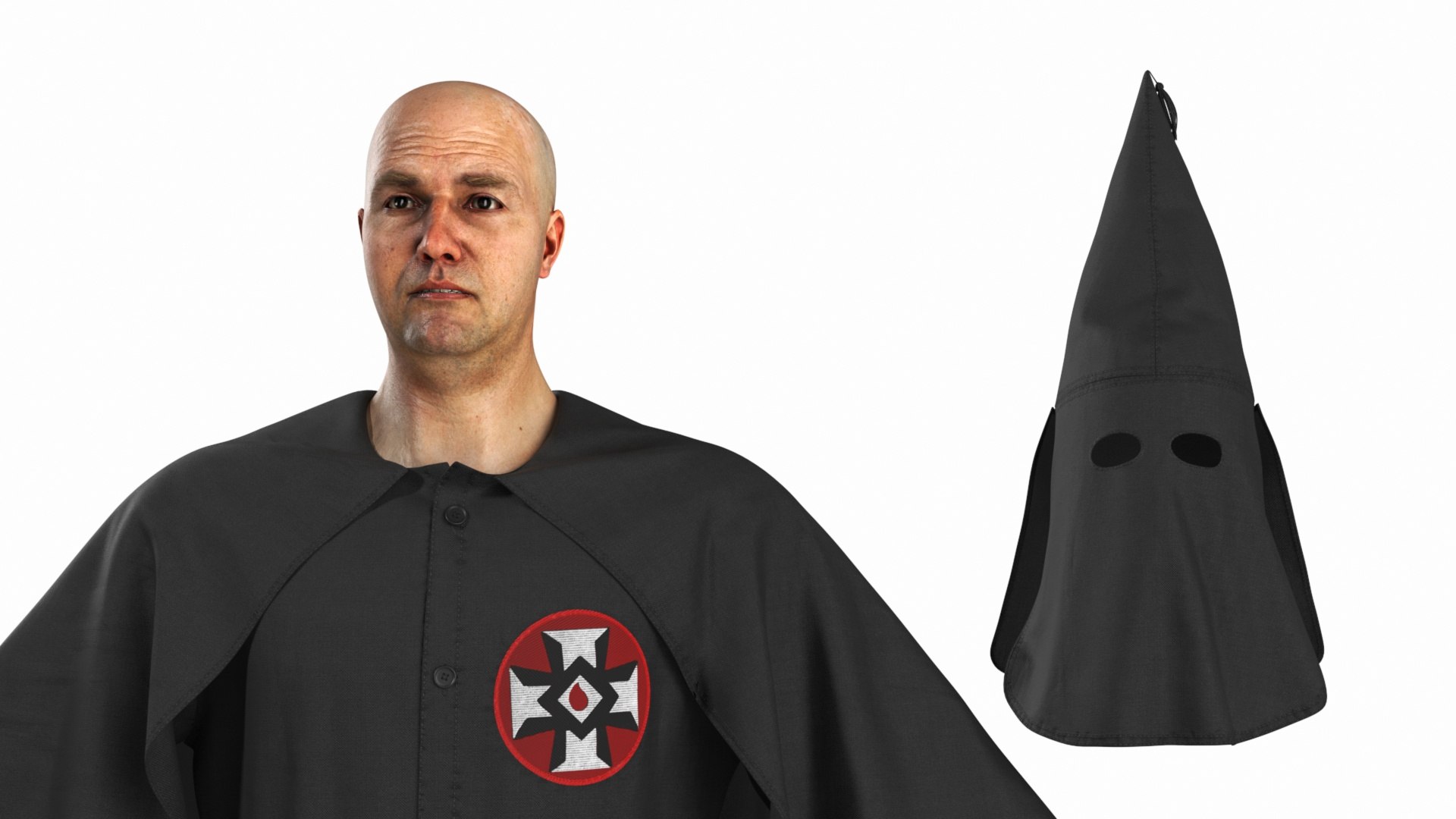 3D Character Ku Klux Klan In Black Suit And Mask - TurboSquid 2347269