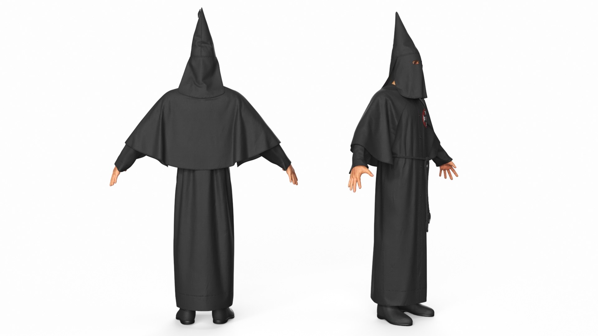 3D Character Ku Klux Klan In Black Suit And Mask - TurboSquid 2347269