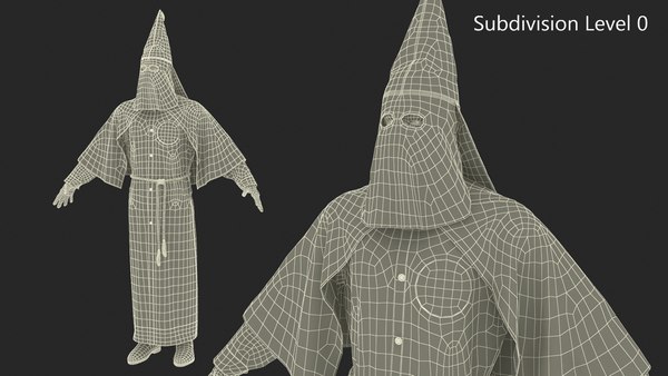 modelo 3d Personaje del Ku Klux Klan con traje negro y máscara ...